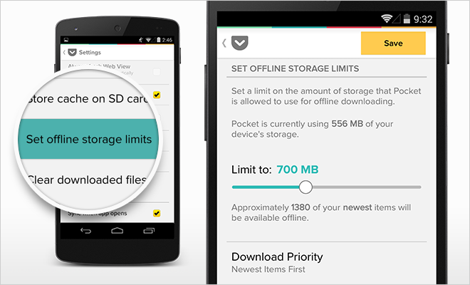 Pocket 5.6 for Android: Offline Storage Control, Quick Deleting, and ...